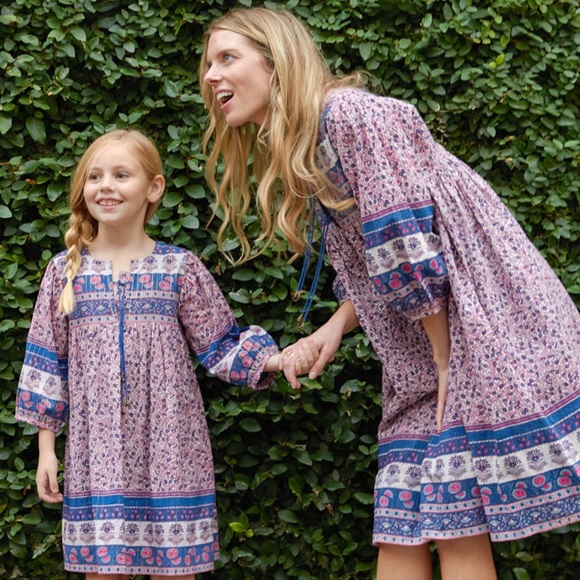 Pink Chicken | Dresses | Pink Chicken Jade Peasant Block Print Midi ...
